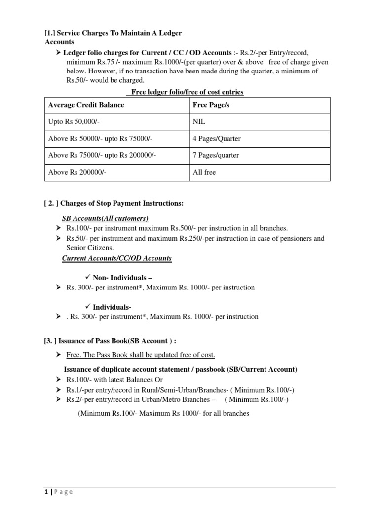 Bank service charges guide | PDF | Transaction Account | Cheque