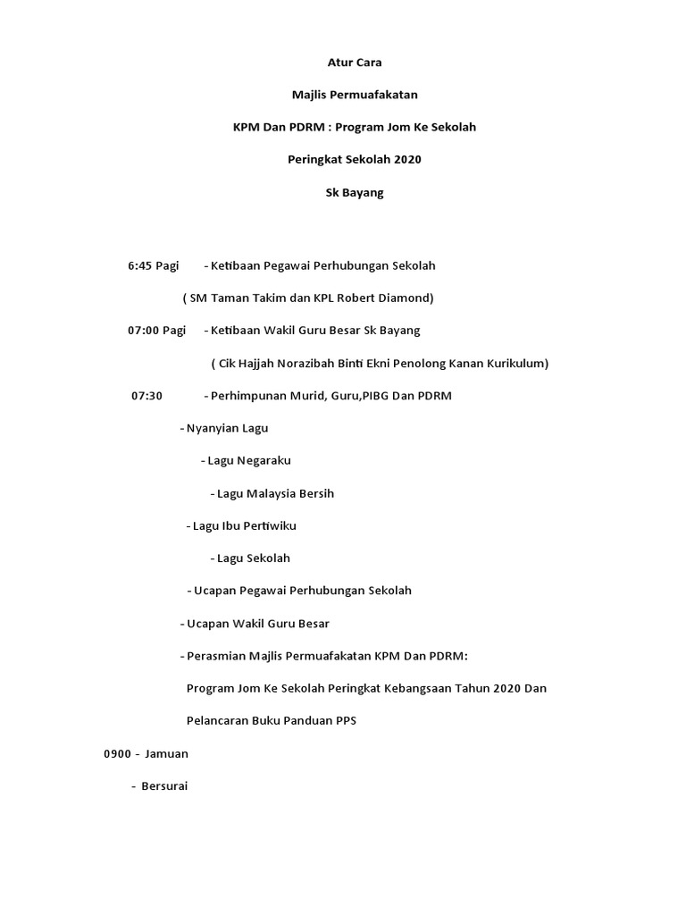 Atur Cara Dan AJK Program Jom Kesekolah-1 | PDF