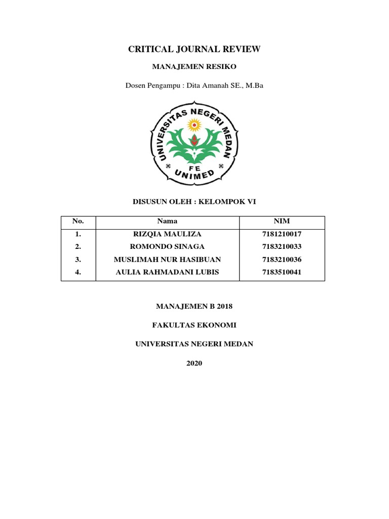 CRITICAL JOURNAL REVIEW Manajemen Resiko-Dikonversi PDF | PDF