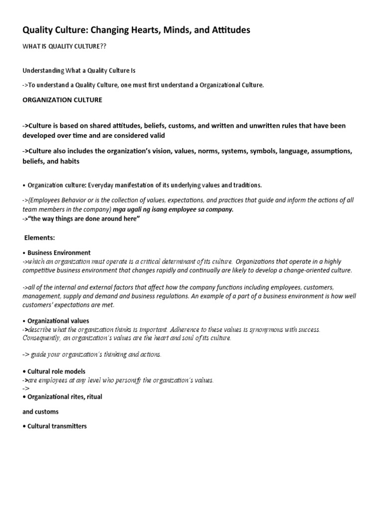 Quality Culture Notes | PDF