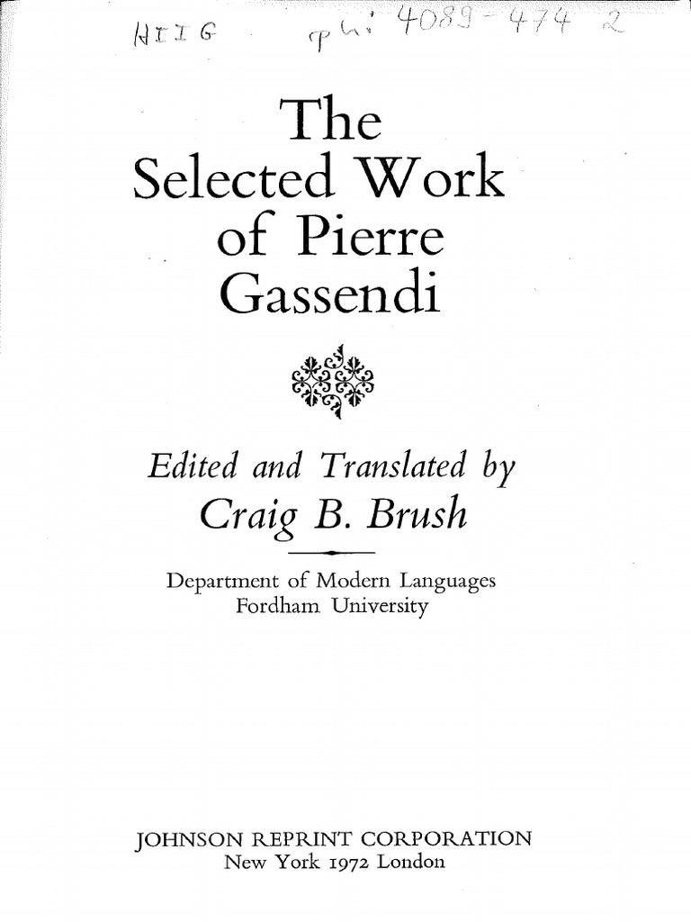 The Selected Works of Pierre Gassendi | PDF