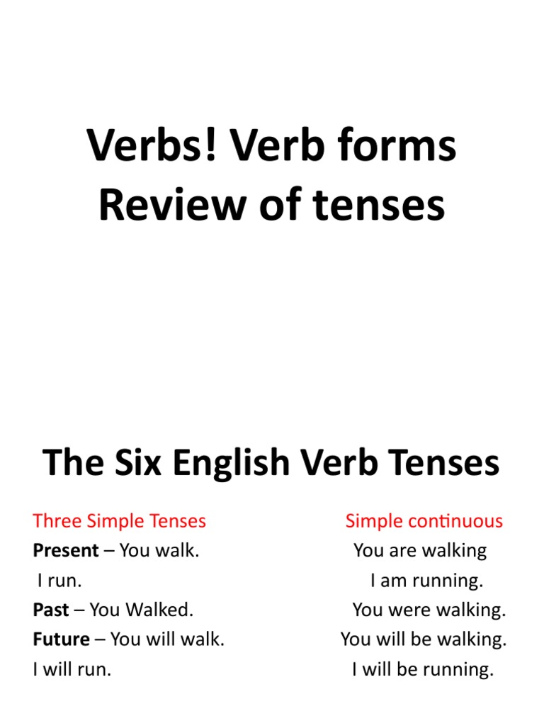 Verbs! Verb Forms Review of Tenses | PDF | Grammatical Tense | Verb