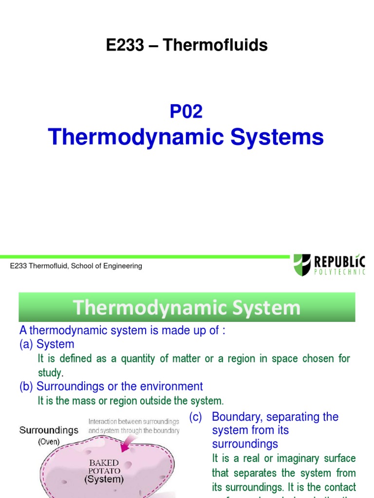 Thermodynamic Systems: E233 - Thermofluids | PDF | Heat | Thermodynamics