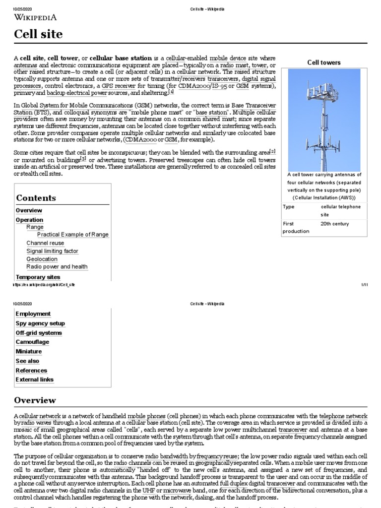 Cell Site - Wikipedia | PDF | Cellular Network | Networks