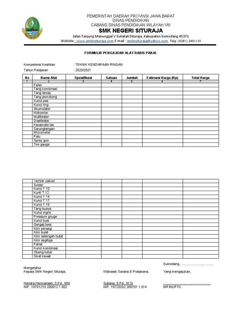 Form Pengajuan Alat-Bahan Praktik | PDF
