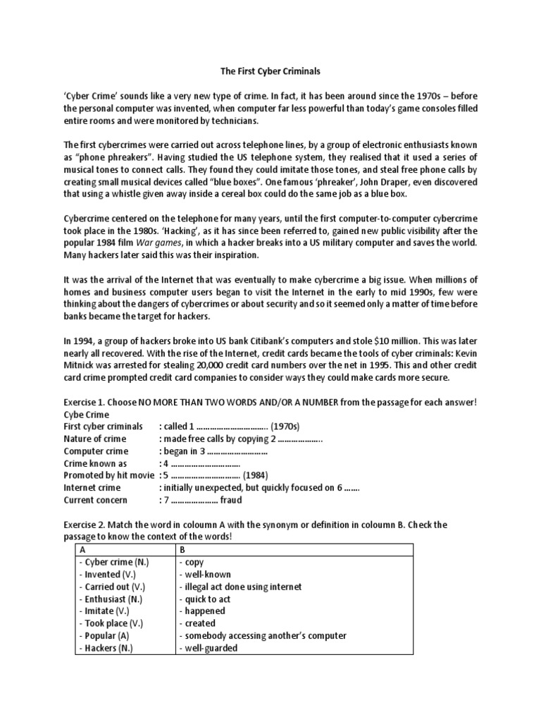 Reading Comprehension | PDF | Cybercrime | Security Hacker