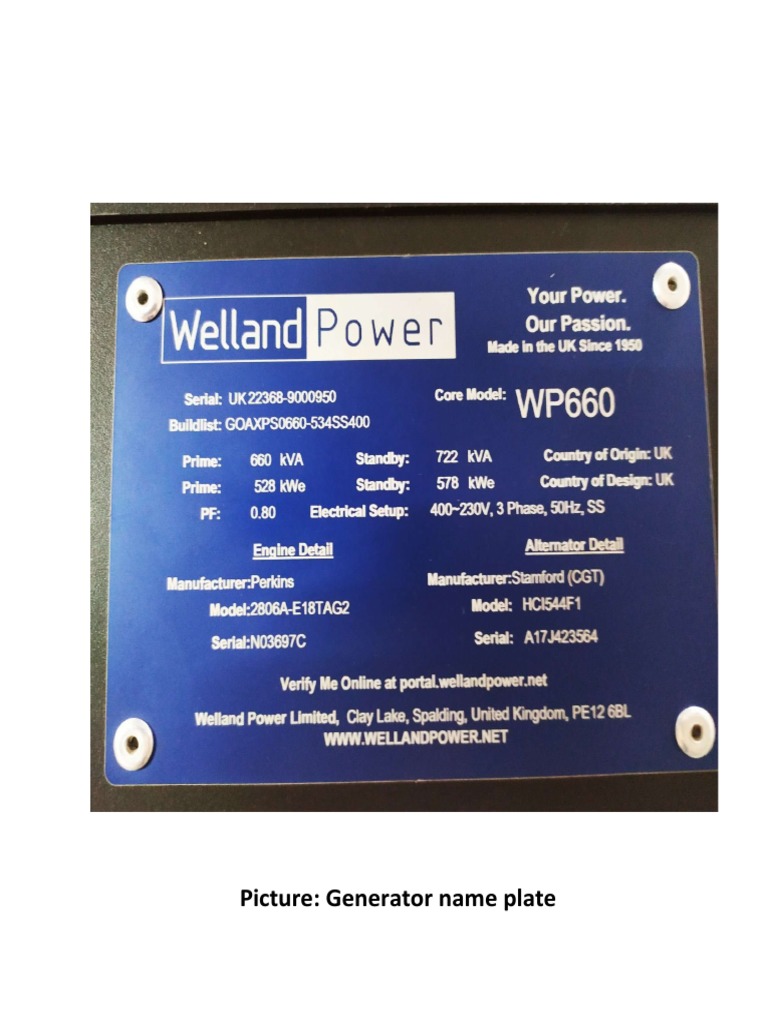 Picture: Generator Name Plate | PDF