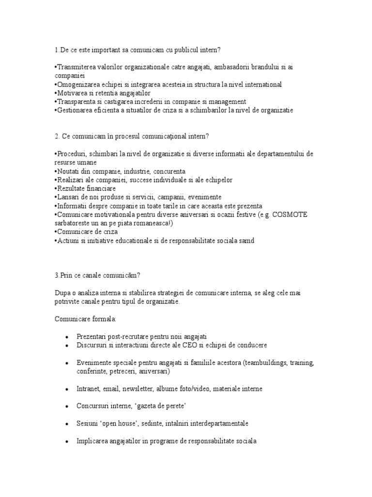Comunicarea Interna | PDF