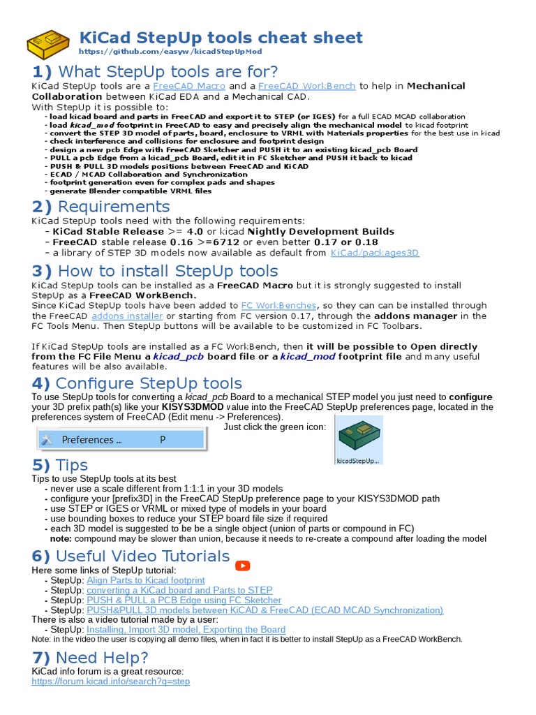 Kicad Stepup Tools Cheat Sheet 1) What Stepup Tools Are For? | PDF | Printed Circuit Board ...