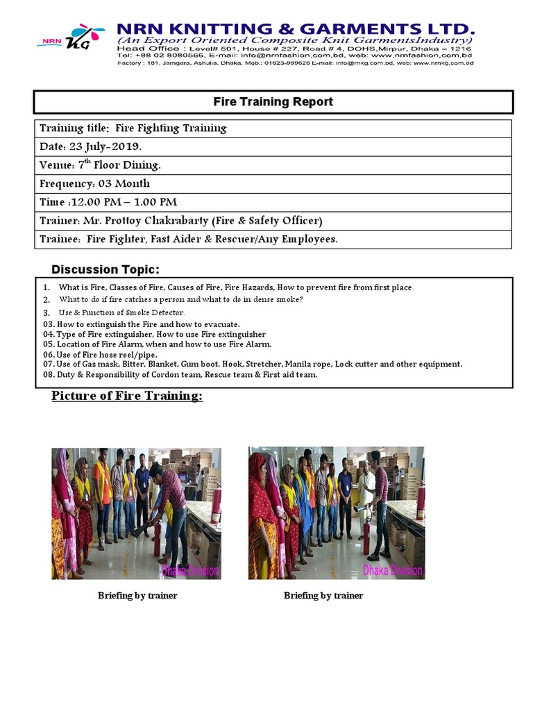 Fire Fighter Training Report | PDF | Fire Safety | Firefighting