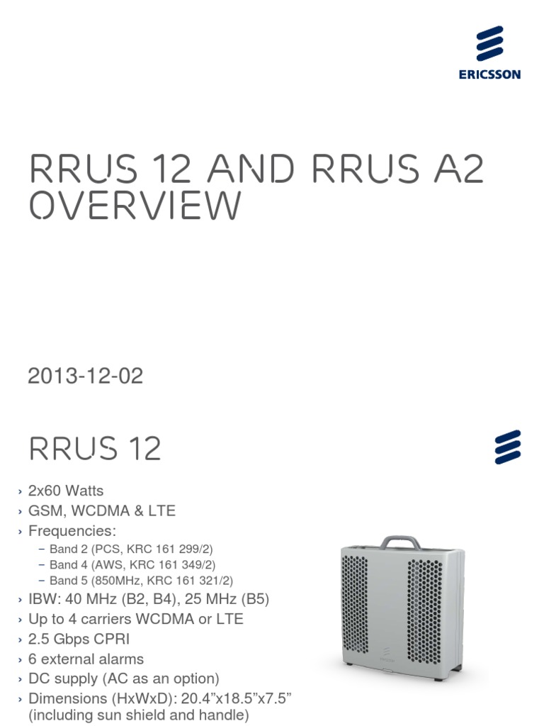 RRUS 12 and RRUS A2 Overview For FFA Kickoff Re PDF | PDF | Networks ...