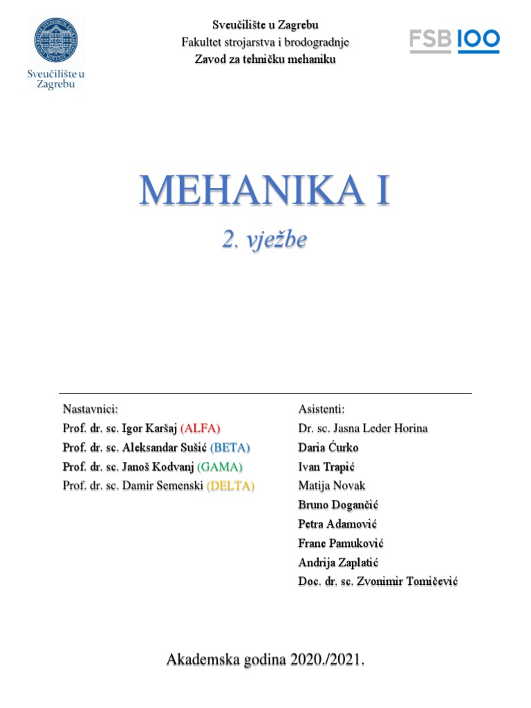 Mehanika I Vjezbe 2 | PDF