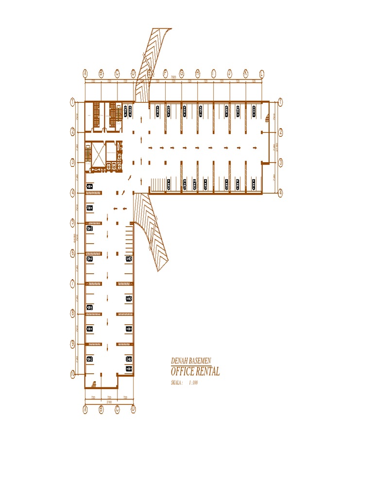 Denah Basemen Office Rental dengan Lift dan Tangga Darurat | PDF