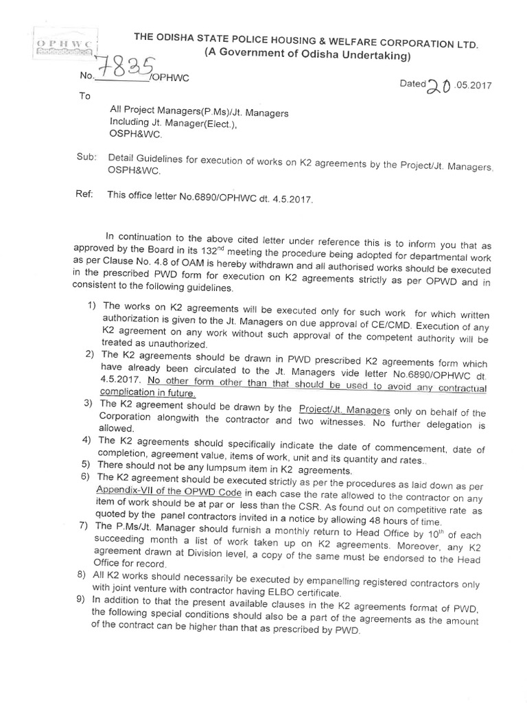 Guidelines For K2 Agreements PDF | PDF