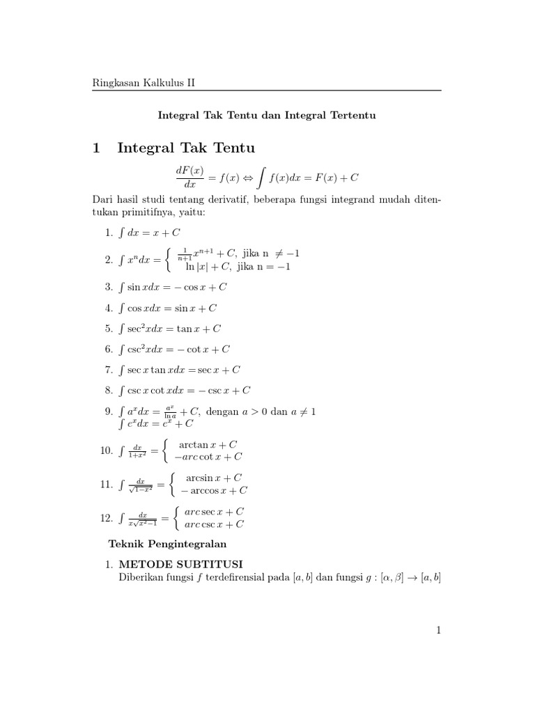Ringkasan Materi Kalkulus II | PDF