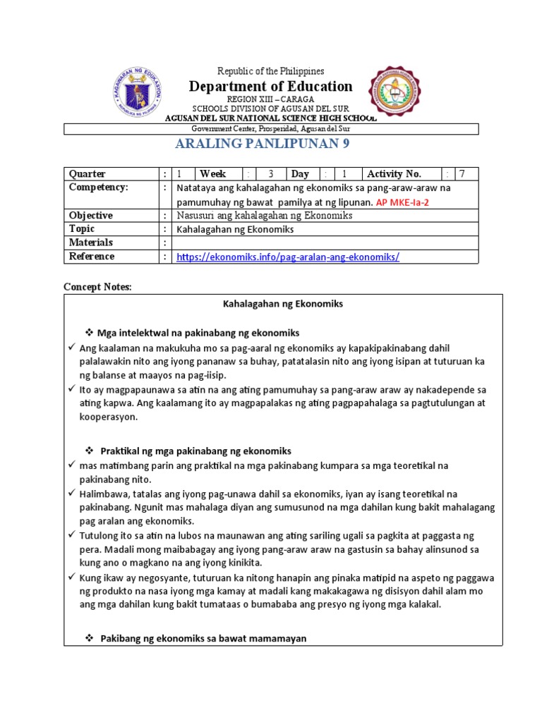 Ap9 LAS Week 3 | PDF