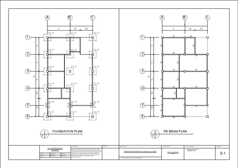 A B C A B C: Foundation Plan 1 Tie Beam Plan 2 | PDF | Government | Justice