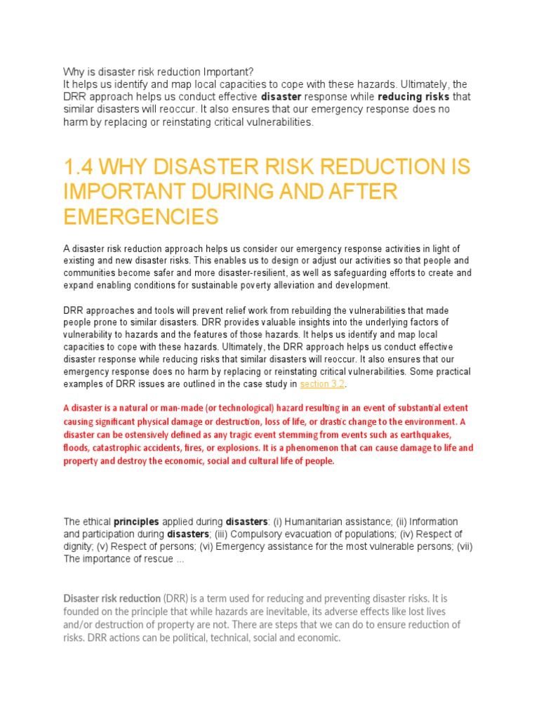 1.4 Why Disaster Risk Reduction Is Important During and After ...