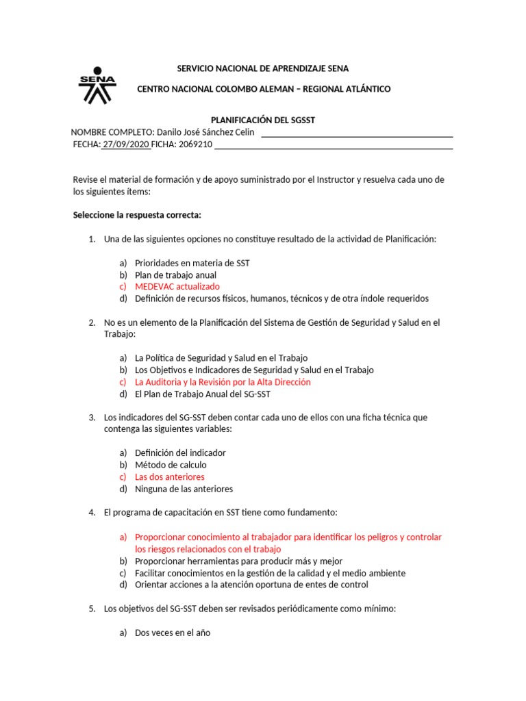 Planificación del SGSST en el SENA | PDF | Planificación | Salud y ...