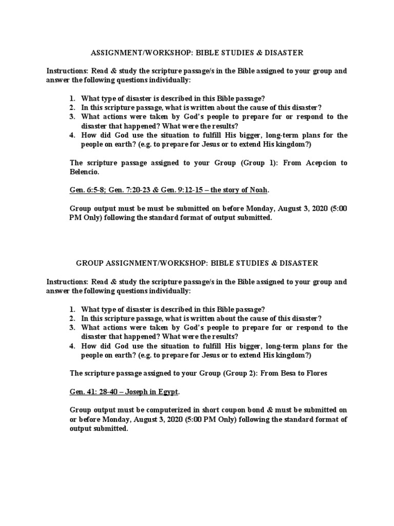 Workshop-Bible & Disasters | PDF | Book Of Genesis | Bible