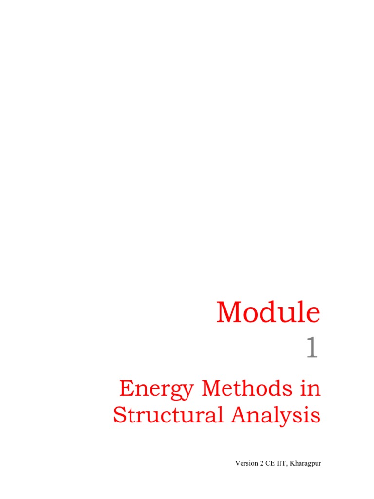 Energy Methods in Structural Analysis: Version 2 CE IIT, Kharagpur ...