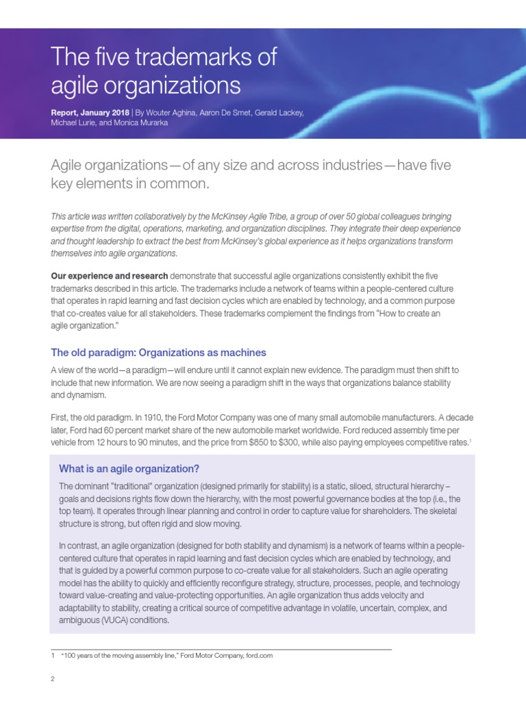 2018 MCKINSEY The Five Trademarks of Agile Organizations | PDF | Agile ...