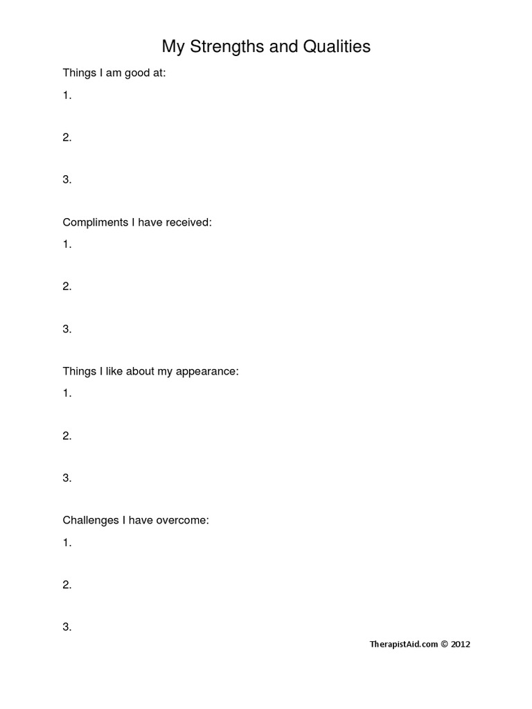 My Strengths and Qualities Worksheet 5 PDF | PDF