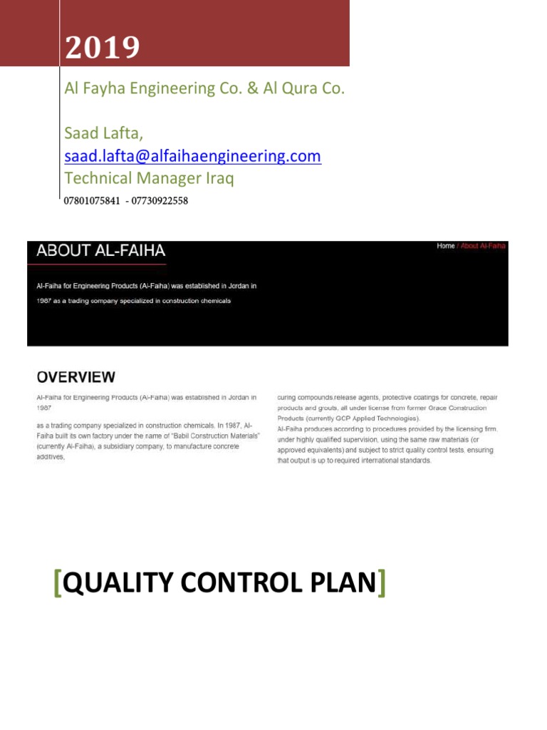 Quality Control Plan PDF | PDF | Concrete | Cement