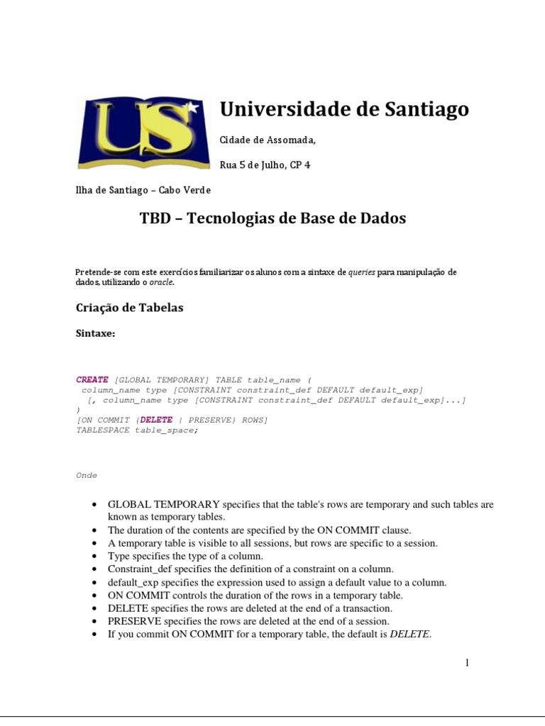Database Table Creation and Manipulation in Oracle SQL | PDF | Computer Data | Databases