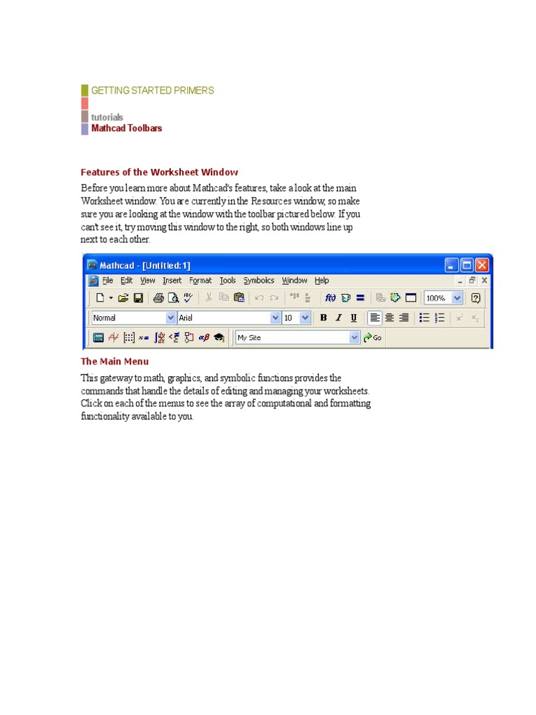 Mathcad - Mathcad Resources - Mathcad Toolbars | PDF | Button (Computing) | Menu (Computing)