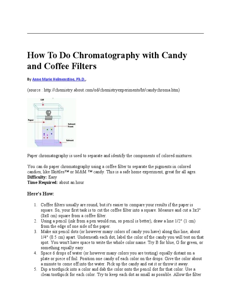 How To Do Chromatography With Candy and Coffee Filters | PDF | Food ...