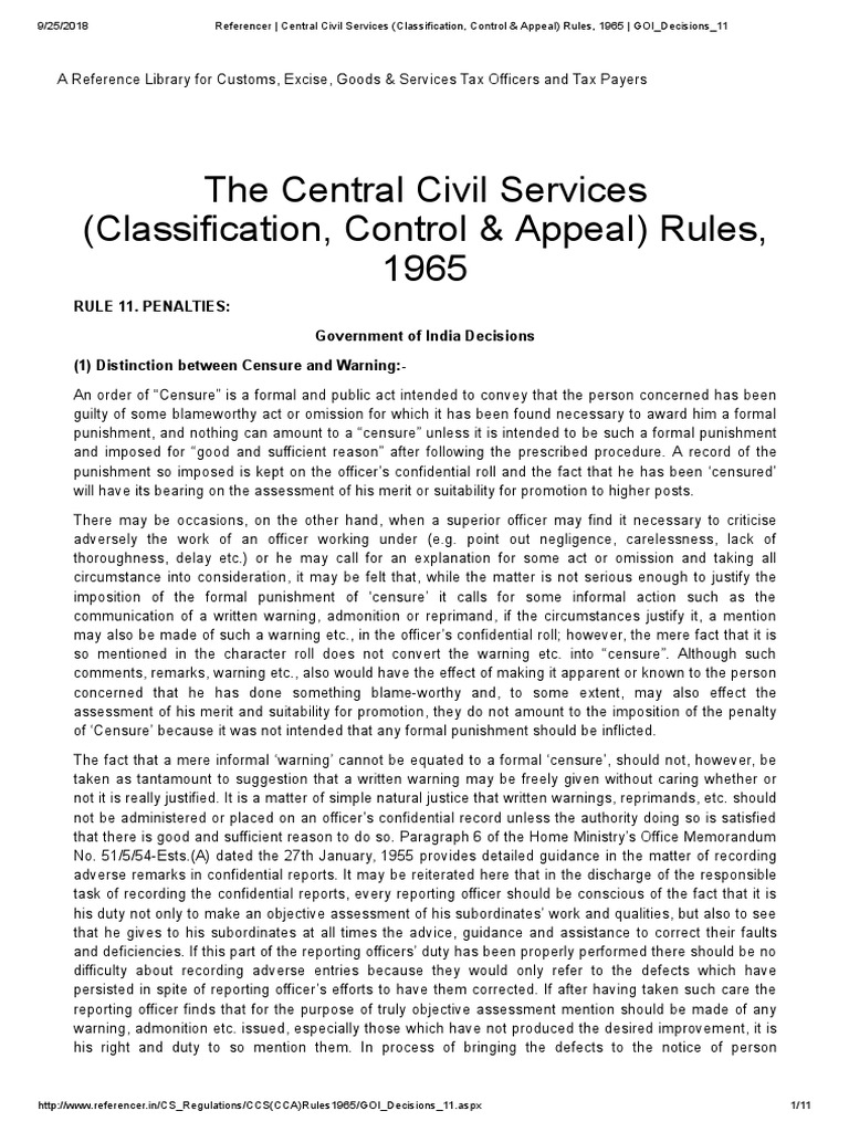 Effects of Censure On Promotion, Minor Penalty & Major Penalty | PDF ...