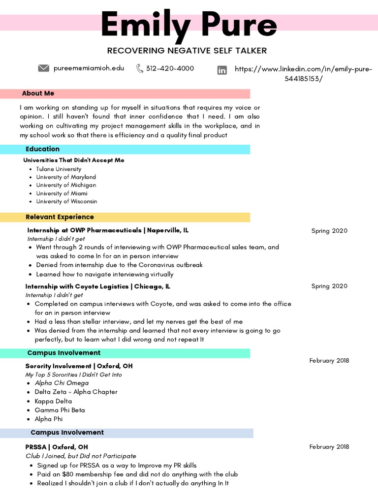 Failure Resume Emily Pure | PDF