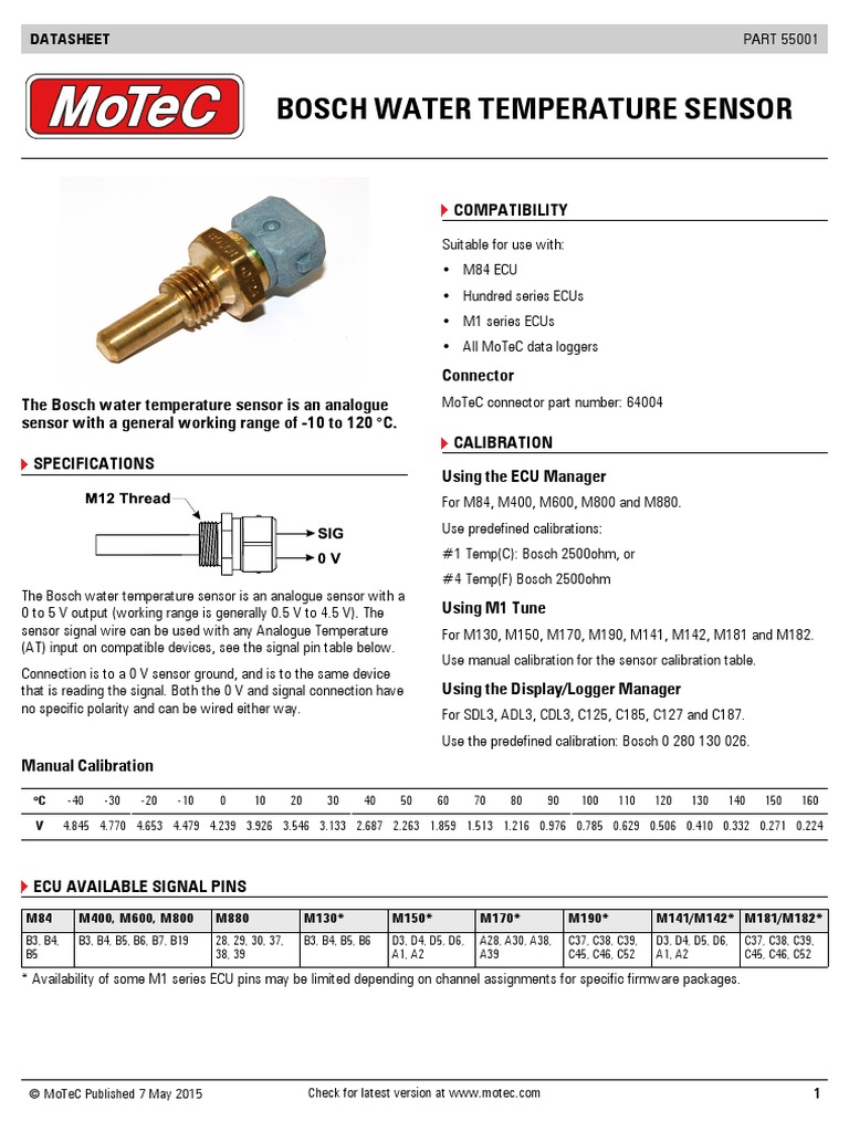 Water Temp Sensor Datasheet | PDF | Computer Engineering | Computing