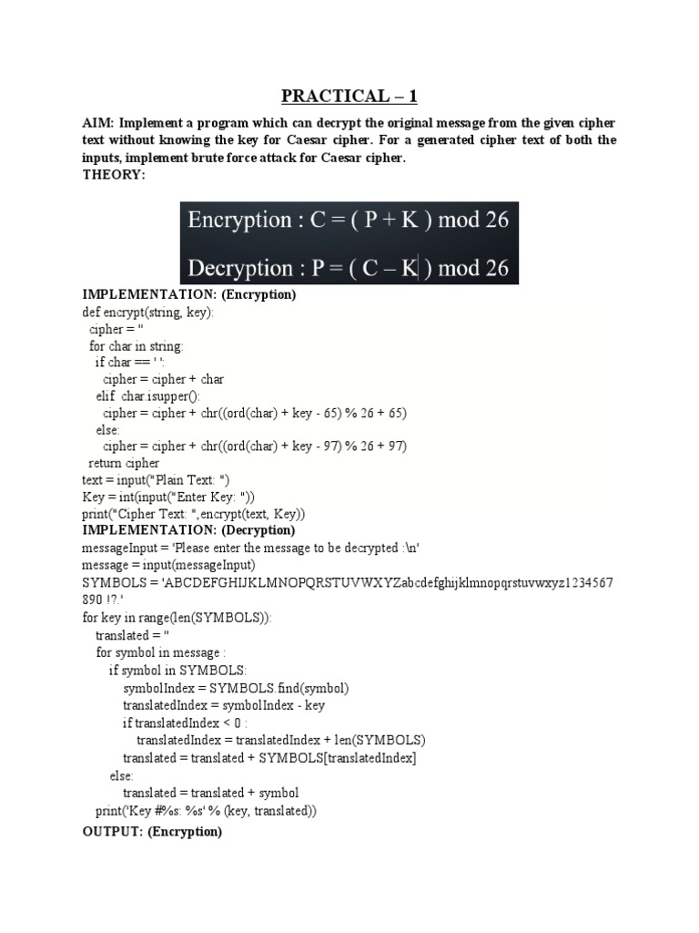 Practical - 1 | PDF | Cryptography | Encryption