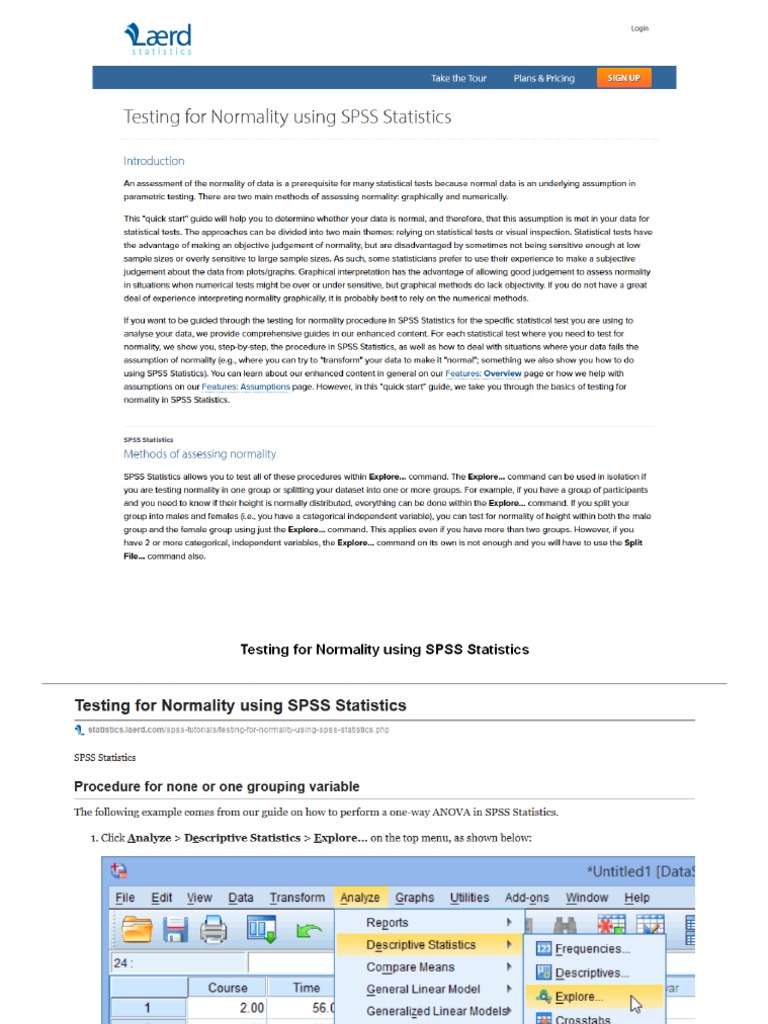 Testing For Normality Using Spss Statistics Pdf