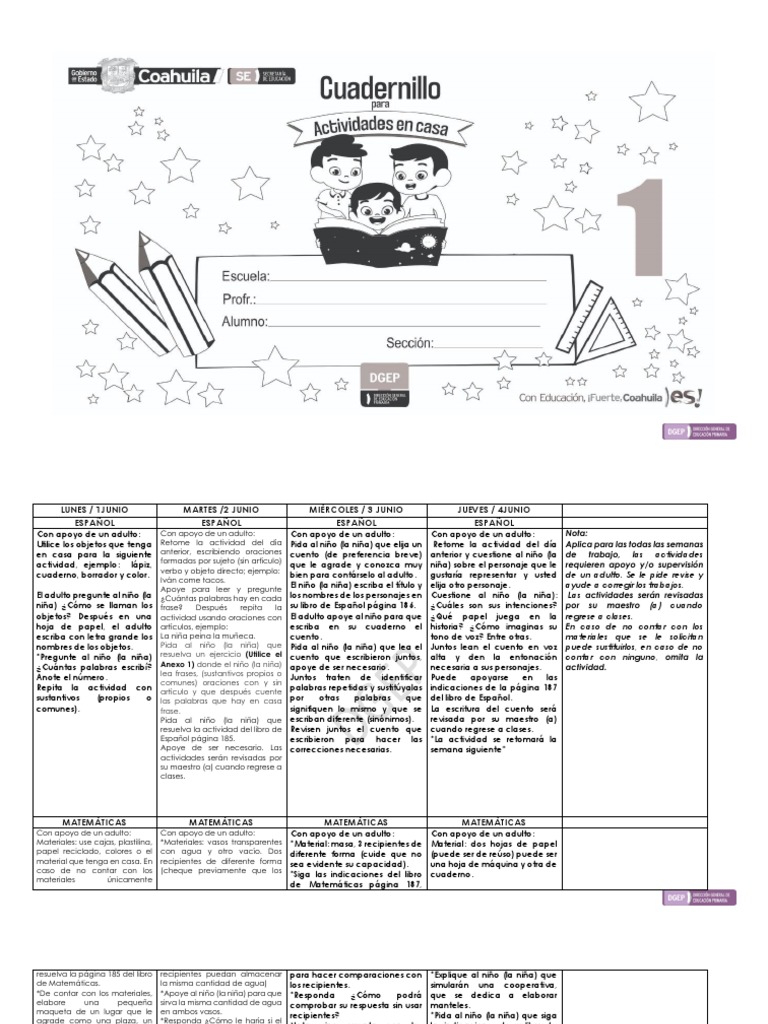 1 Grado Primaria PDF | PDF | Cuaderno | Libros