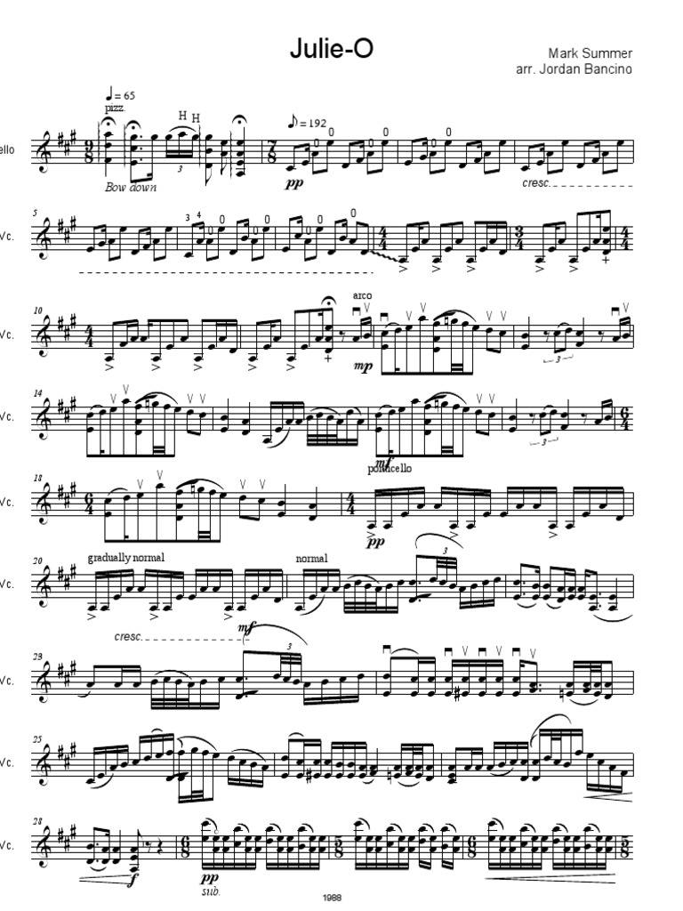 Julie-O Violin Transposed - Score | PDF