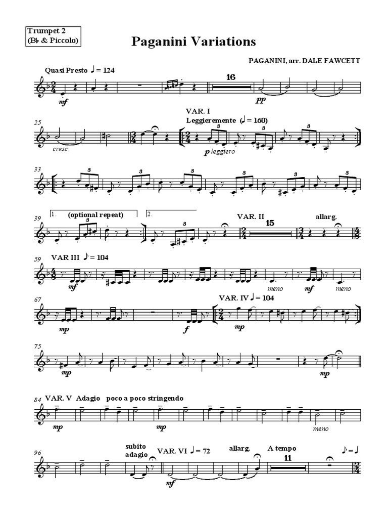 Paganini Variations: A Technical Display Piece Featuring Nine ...