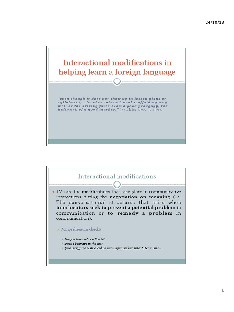 Interactional Modifications PDF | PDF | Education Theory | Human Communication