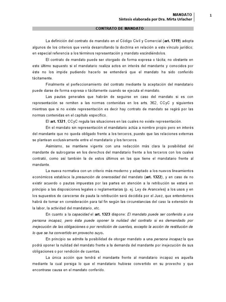 Contrato de Mandato | PDF | Derecho civil (sistema legal) | Conceptos ...