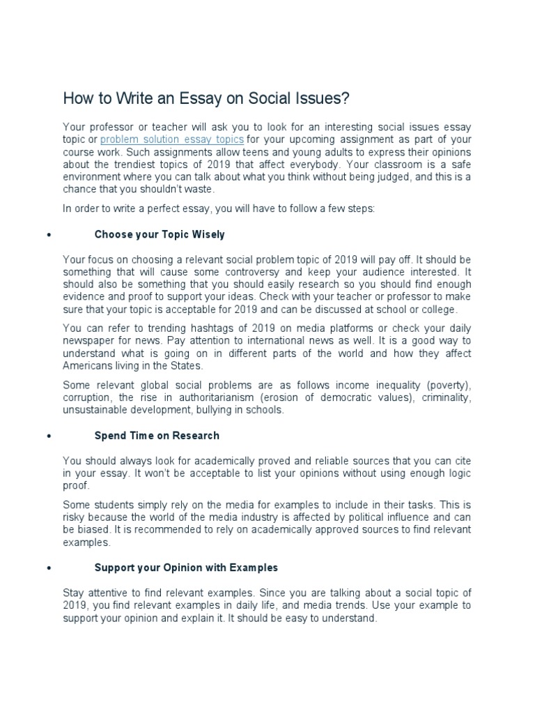 How To Write An Essay On Social Issues | PDF | Immigration | Essays