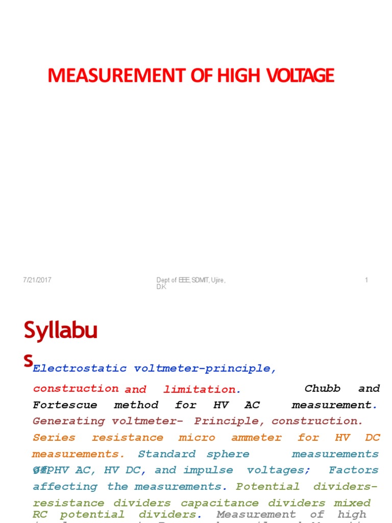 HV Measurement-1 | PDF | Electrostatics | Voltage