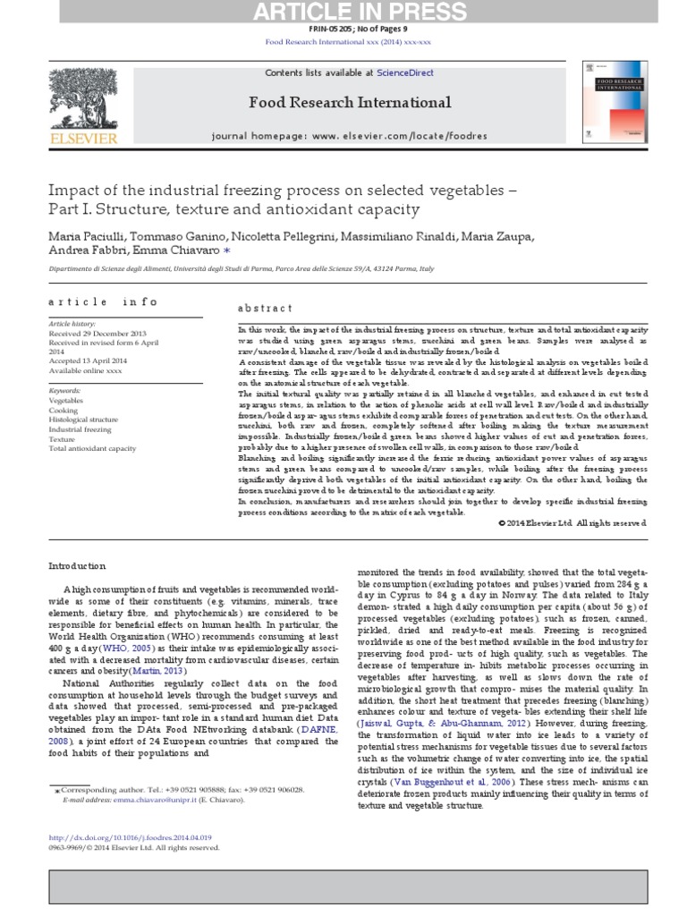 Food Research International | PDF | Foods | Vegetables