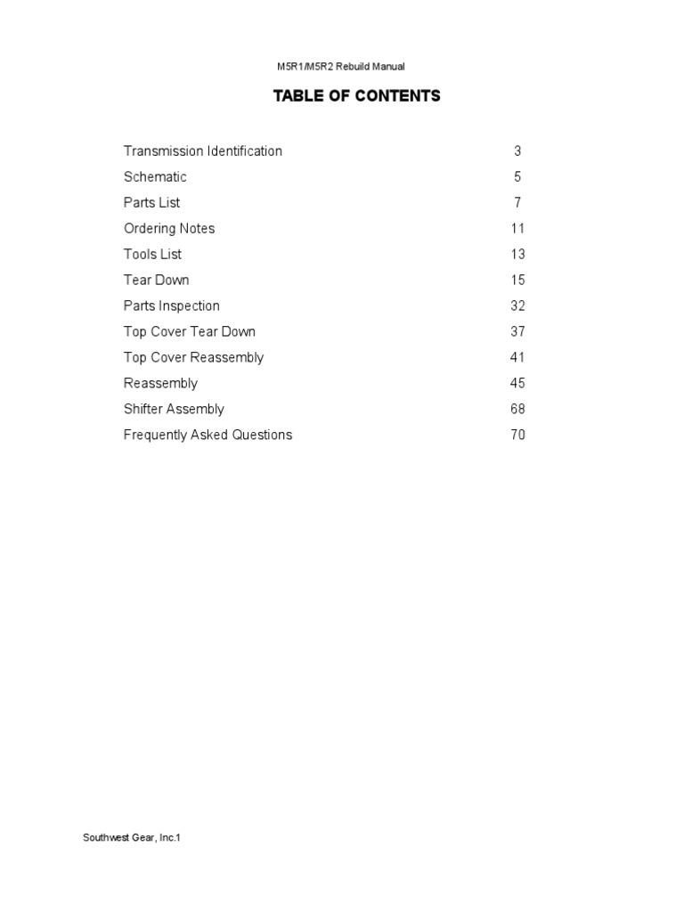 M5R1/M5R2 Rebuild Manual | PDF | Manual Transmission | Land Vehicles