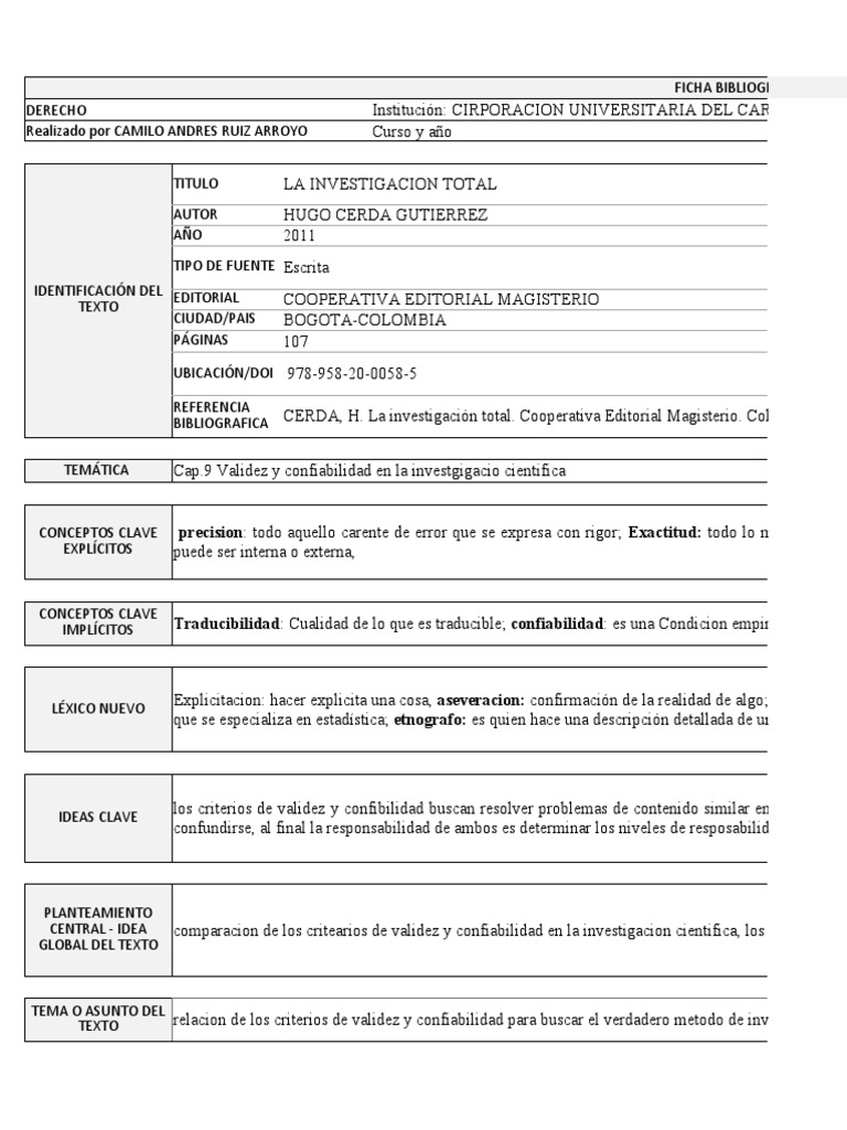 Análisis de los criterios de validez y confiabilidad en la ...