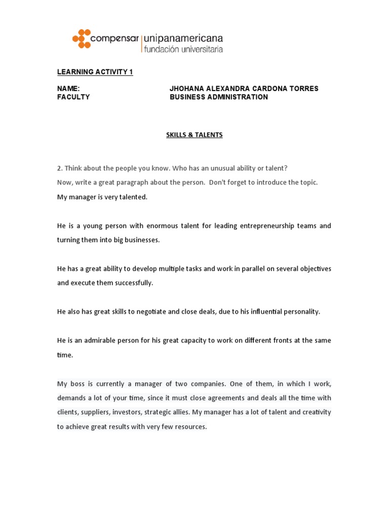 Learning Activity 1 Pdf