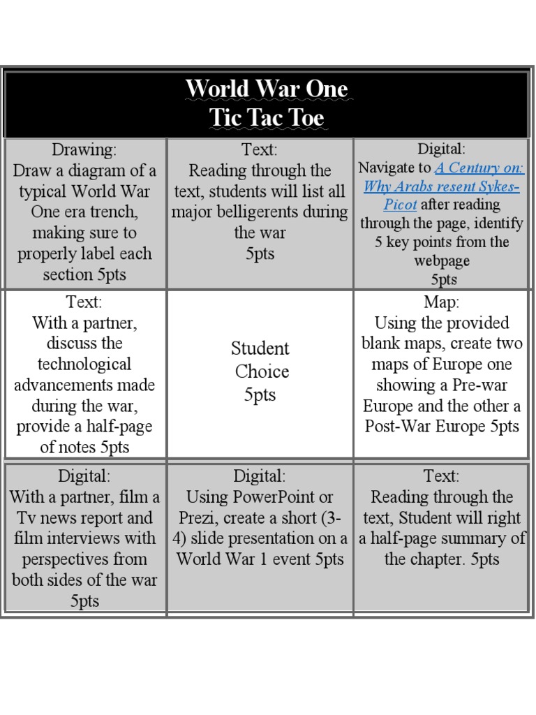 World War One Activities and Assignments | PDF | Art | Computers