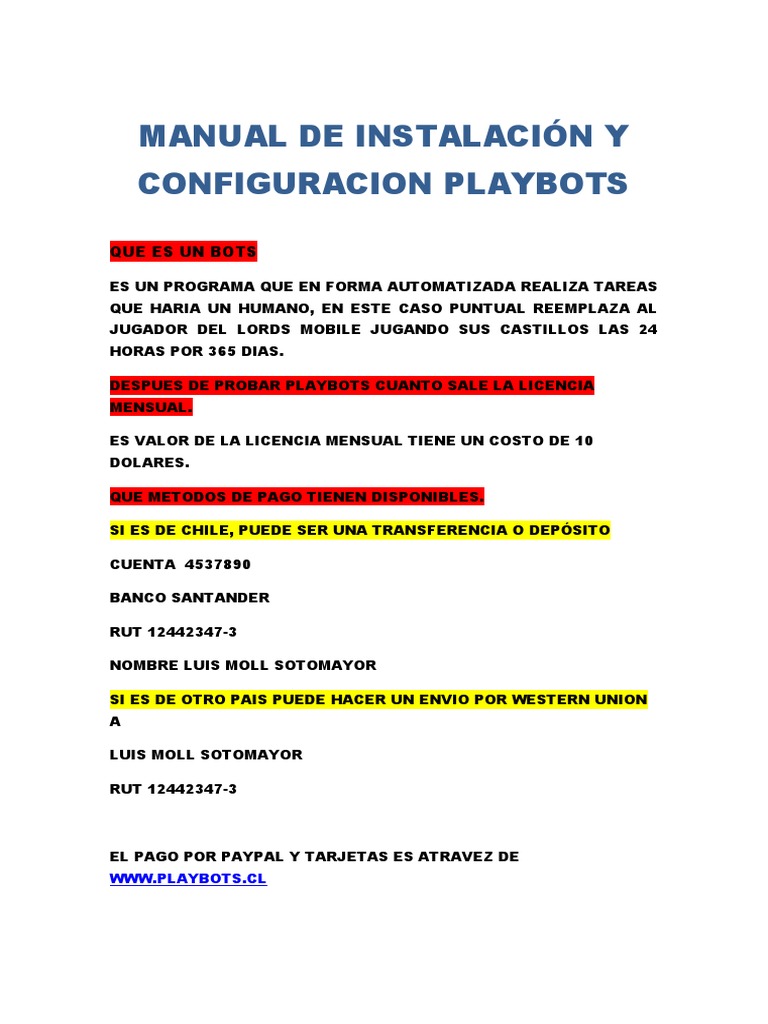 Manual de Instalacion Configuracion Play Bots | PDF | Archivo de ...