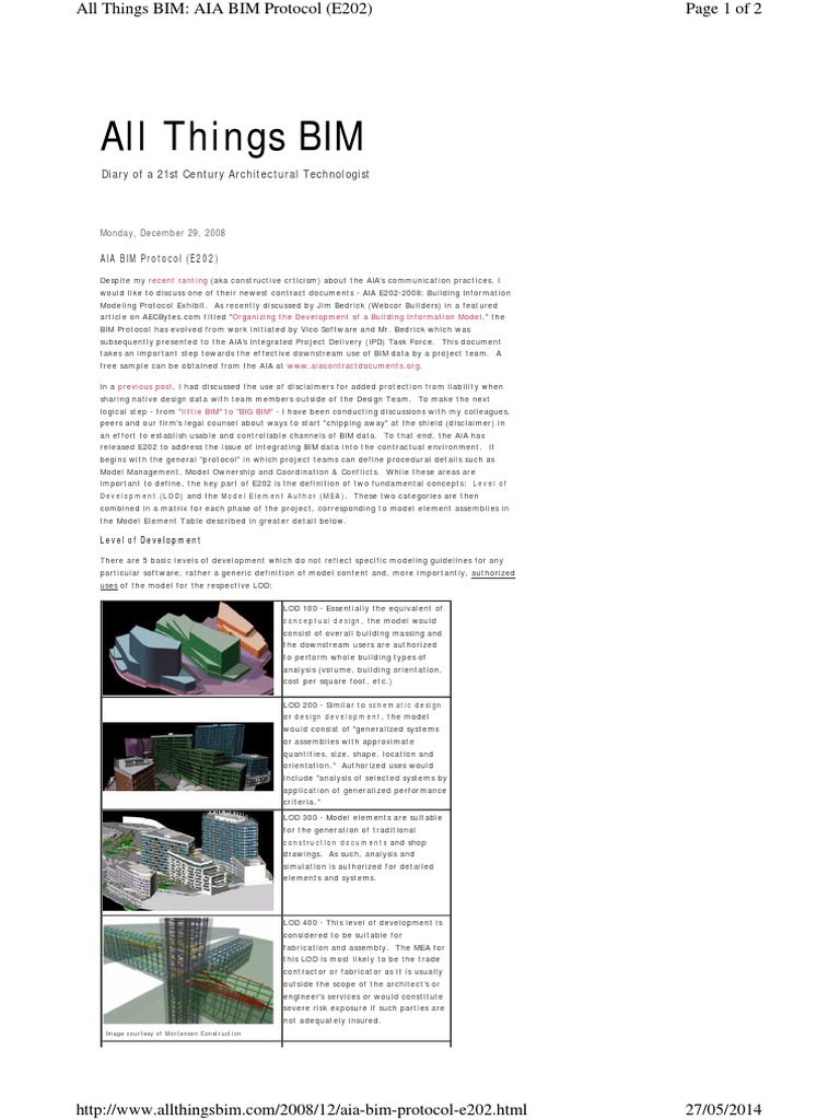 AIA Level of Development | PDF | Building Information Modeling | Architect